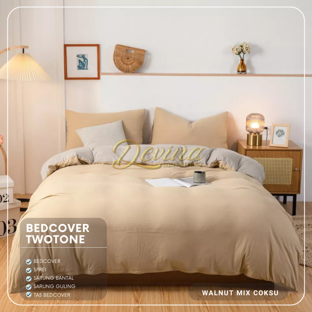 Jual Bedcover Set Two Tone Polos Selimut Bolak Balik ( Kombinasi 2 ...