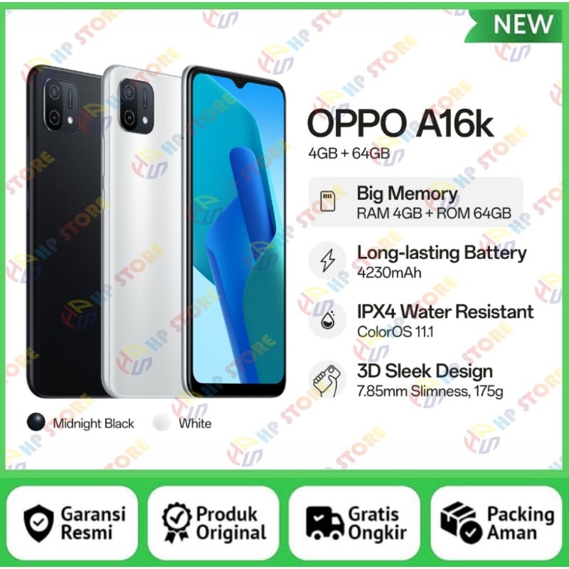 Jual Oppo A16e 3GB+32GB Oppo A16k 4GB+64GB Garansi Resmi | Shopee Indonesia