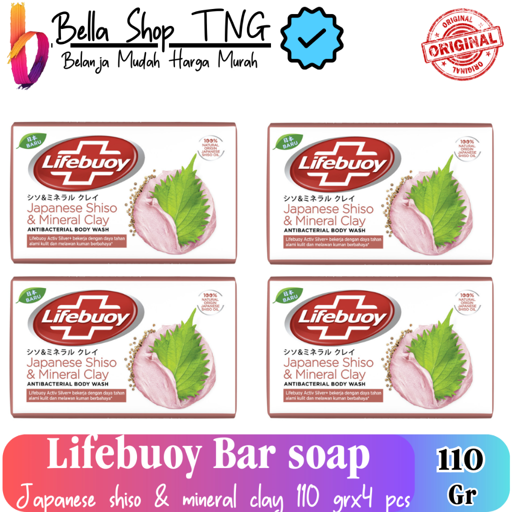 Jual Lifebuoy Sabun Batang Bar Shiso & Mineral Clay 110 gr - Isi 4 ...