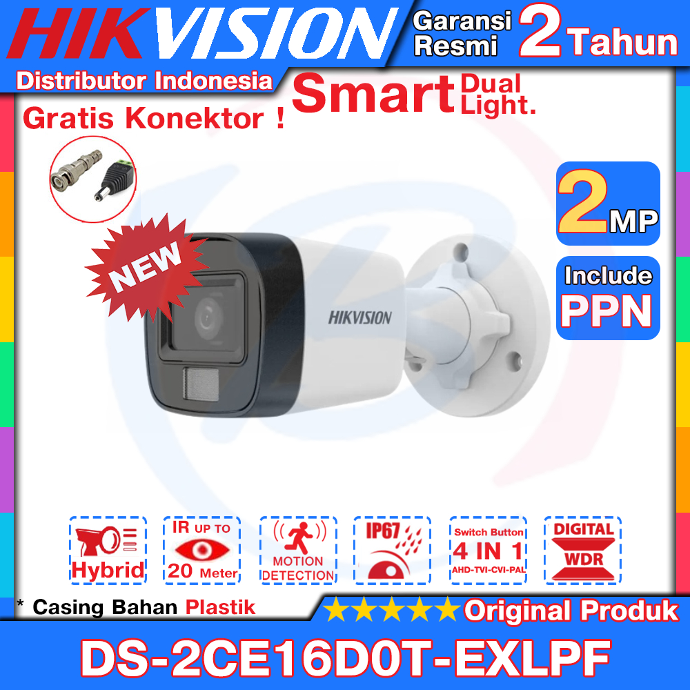 Jual Hikvision DS-2CE16D0T-EXLPF 2mp Smart Dual Light Outdoor Garansi Resmi | Shopee Indonesia