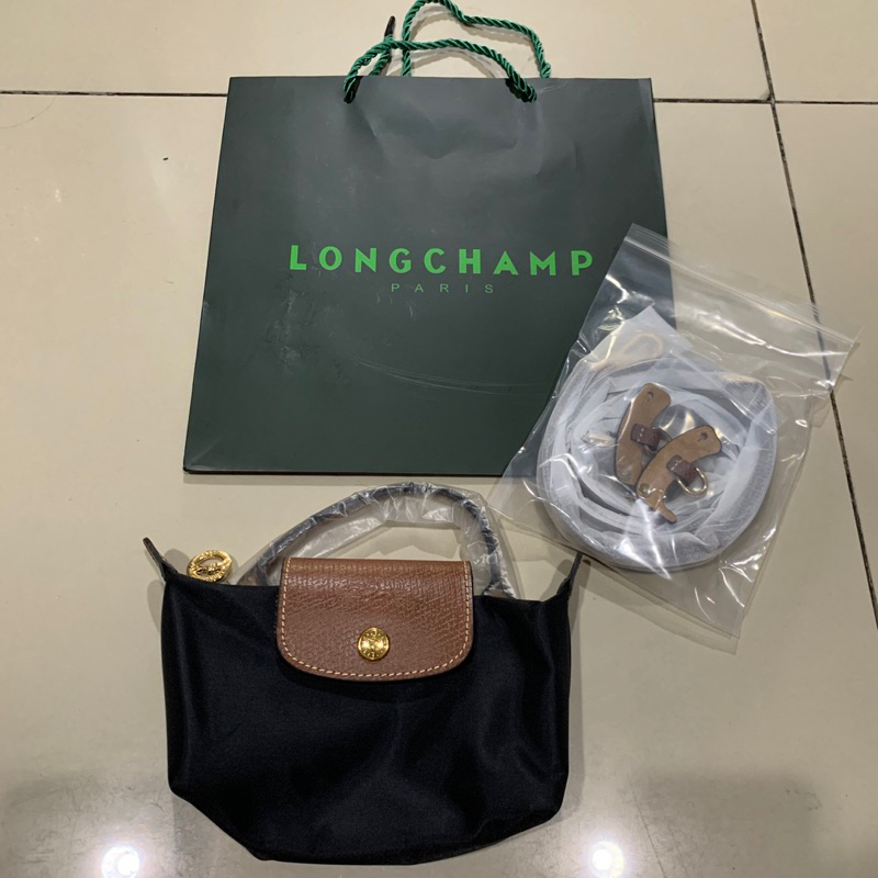 Jual tas wanita premium 1:1 long*champ LC pouch mini size warna hitam ...