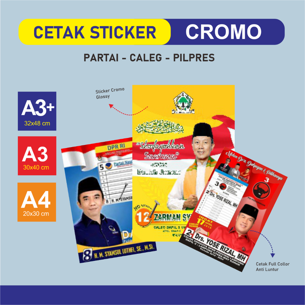 Jual Cetak Sticker - Print Stiker Cromo A3 A4 A5 Chromo Glossy | Shopee ...