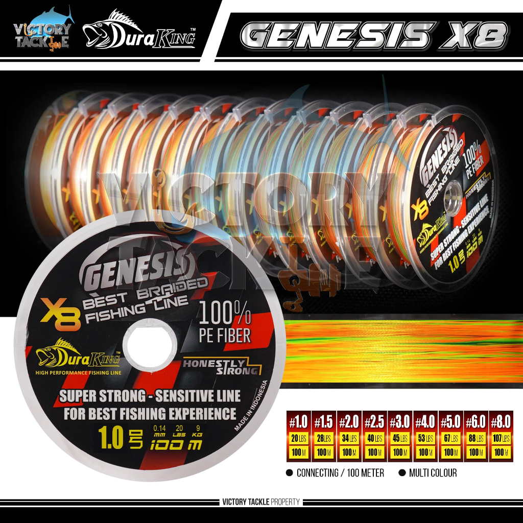 Jual Senar Pancing BENANG PE DURAKING GENESIS X8 MULTICOLOUR CONNECTING ...