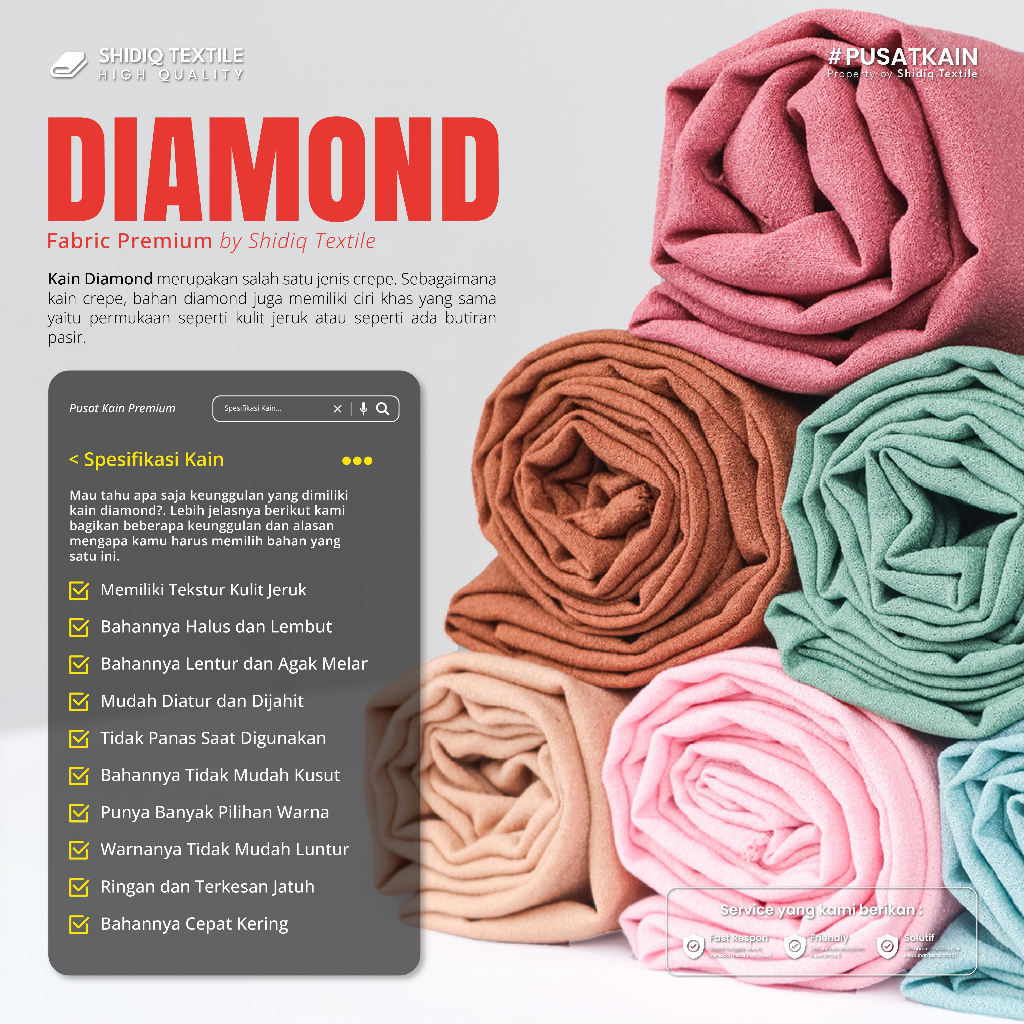 Jual Kain Diamond Ceruty ( Harga Per 0.5 Meter ) | Shopee Indonesia
