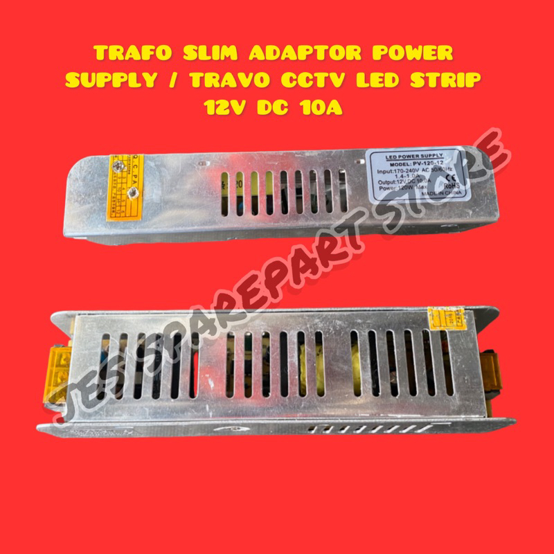 Jual TRAFO SLIM ADAPTOR POWER SUPPLY / TRAVO CCTV LED STRIP 12V DC 10A ...