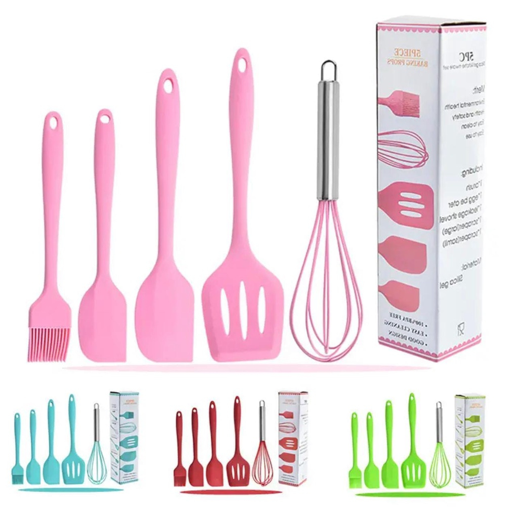 Jual Spatula Set Alat Masak 5 In 1 Sutil Scrap Kocokan Silicone/Silikon ...