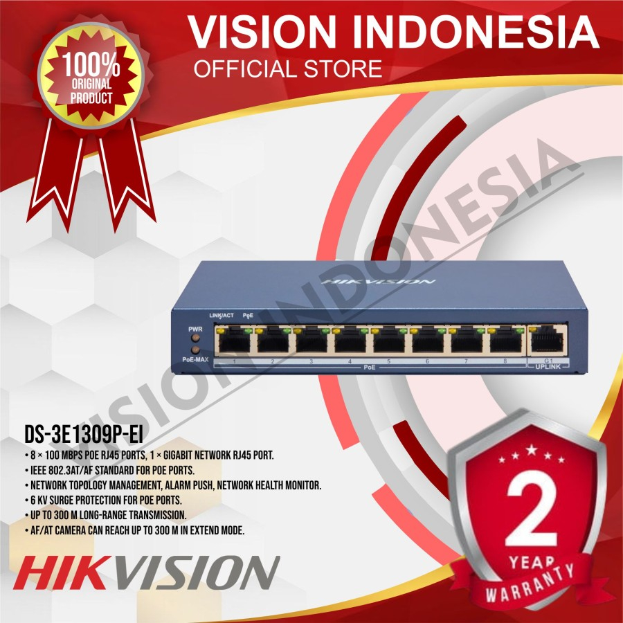 Jual HIKVISION Smart Manage POE Switch 8Port DS-3E1309P-EI / 120Watt | Shopee Indonesia