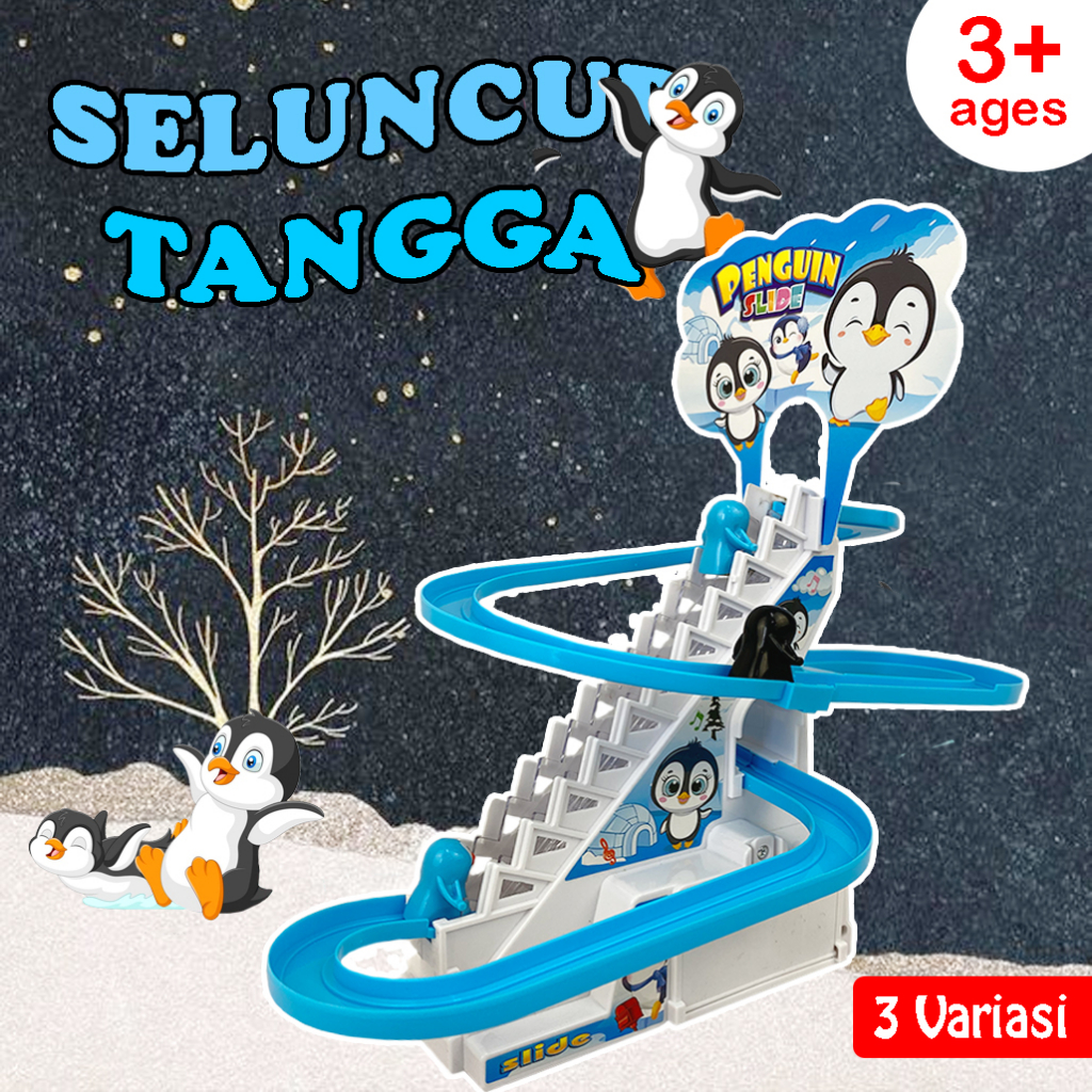 Jual Mainan Penguin Musik Track Naik Tangga/ Mainan Seluncuran Tangga ...