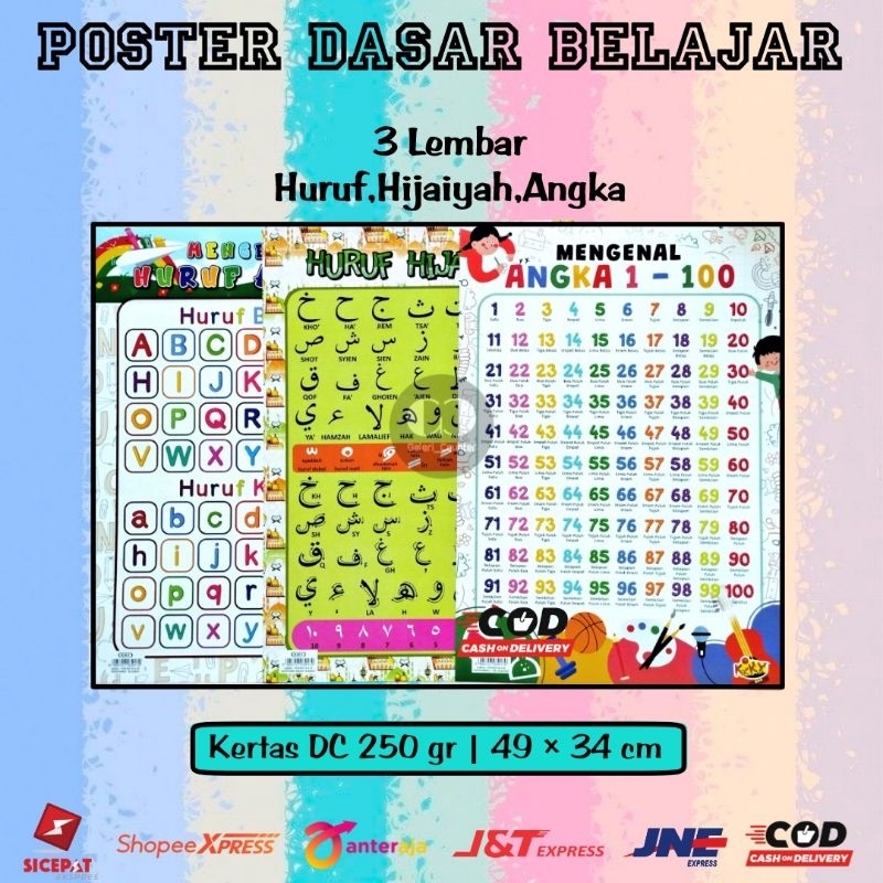 Jual POSTER DASAR BELAJAR ( 3 LEMBAR ) Huruf,Hijaiyah,Angka | Shopee ...