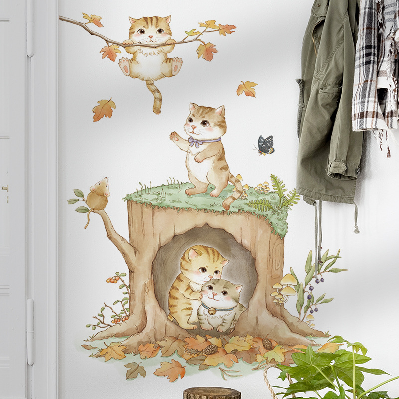 Jual kucing kartun animal hewan stiker dinding wallsticker wall sticker ...
