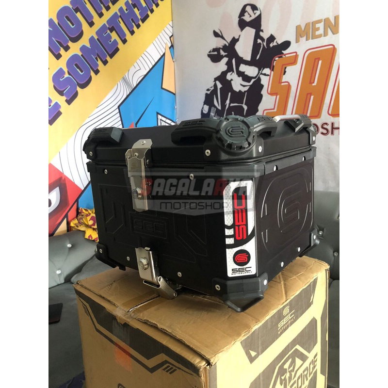 Jual Top Box Pannier alumunium SEC strike Force 45L include backrest ...