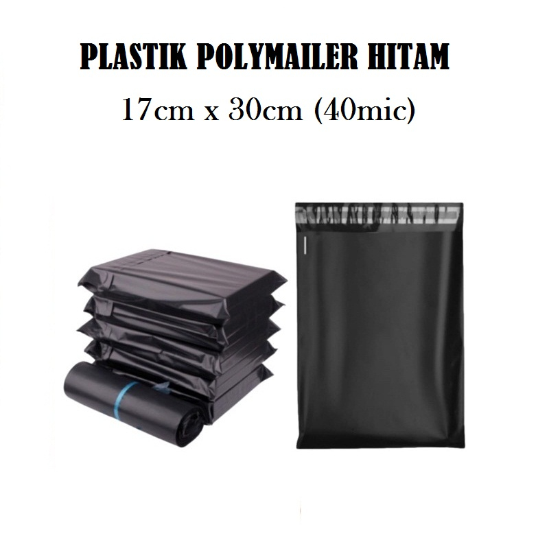 Jual Plastik Packing Olshop Plastik Polymailer Perekat Hitam 17x30 isi ...