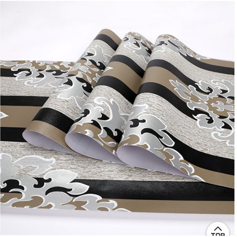 Jual Wallpaper Sticker Dinding Batik Salur Hitam Coklat | Shopee Indonesia