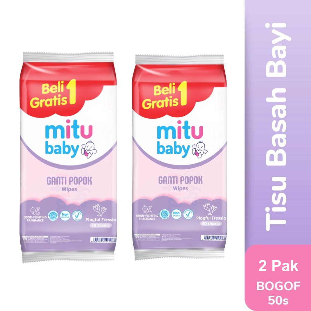 Jual Mitu Baby Tisu Basah Ganti Popok Purple Fressia 2 x 50 sheets | Shopee Indonesia