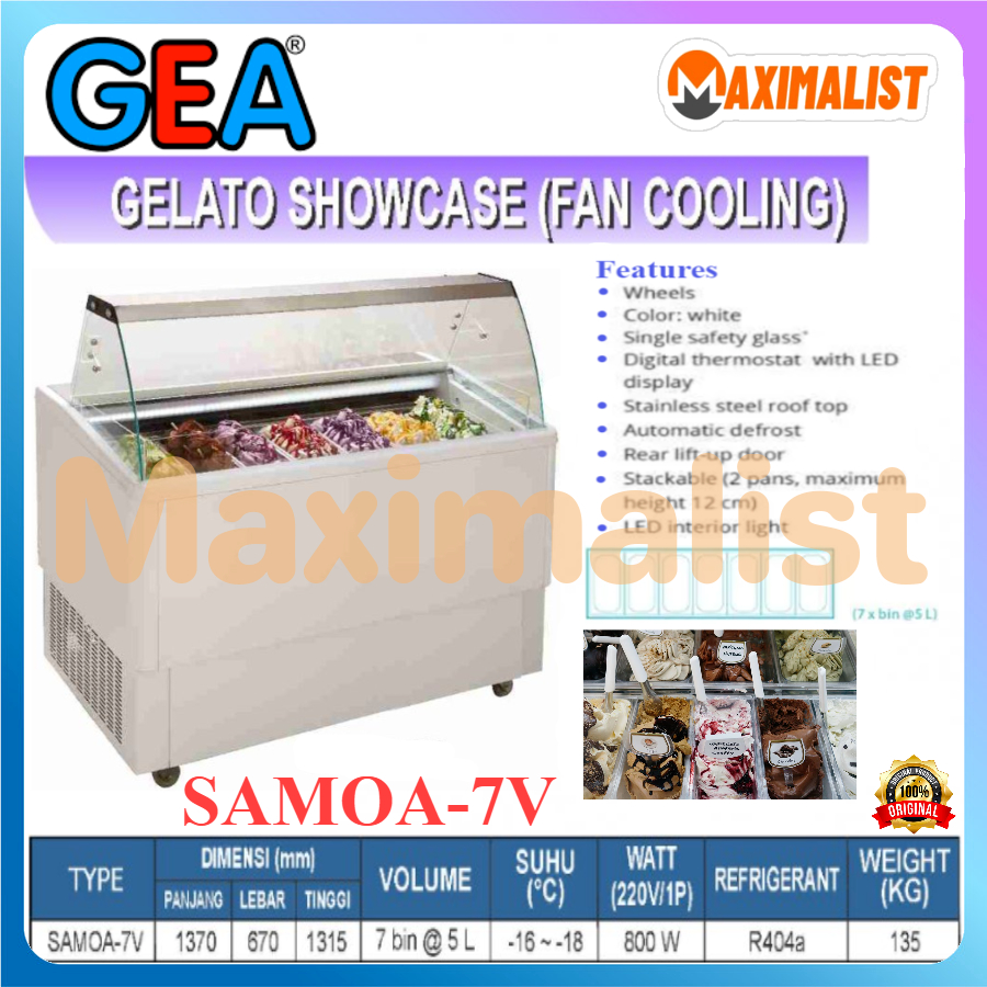 Jual GEA SAMOA-7V Gelato Show case / Ice cream show case / pemajang ice ...