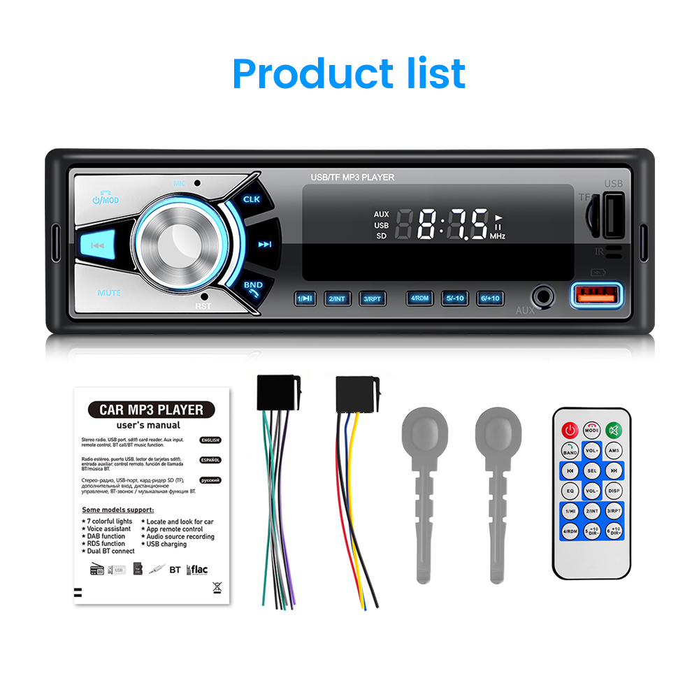 Jual Tape Audio Mobil Single Din Bluetooth Version Multifungsi Bluetooth USB MP3 FM Radio USB ...