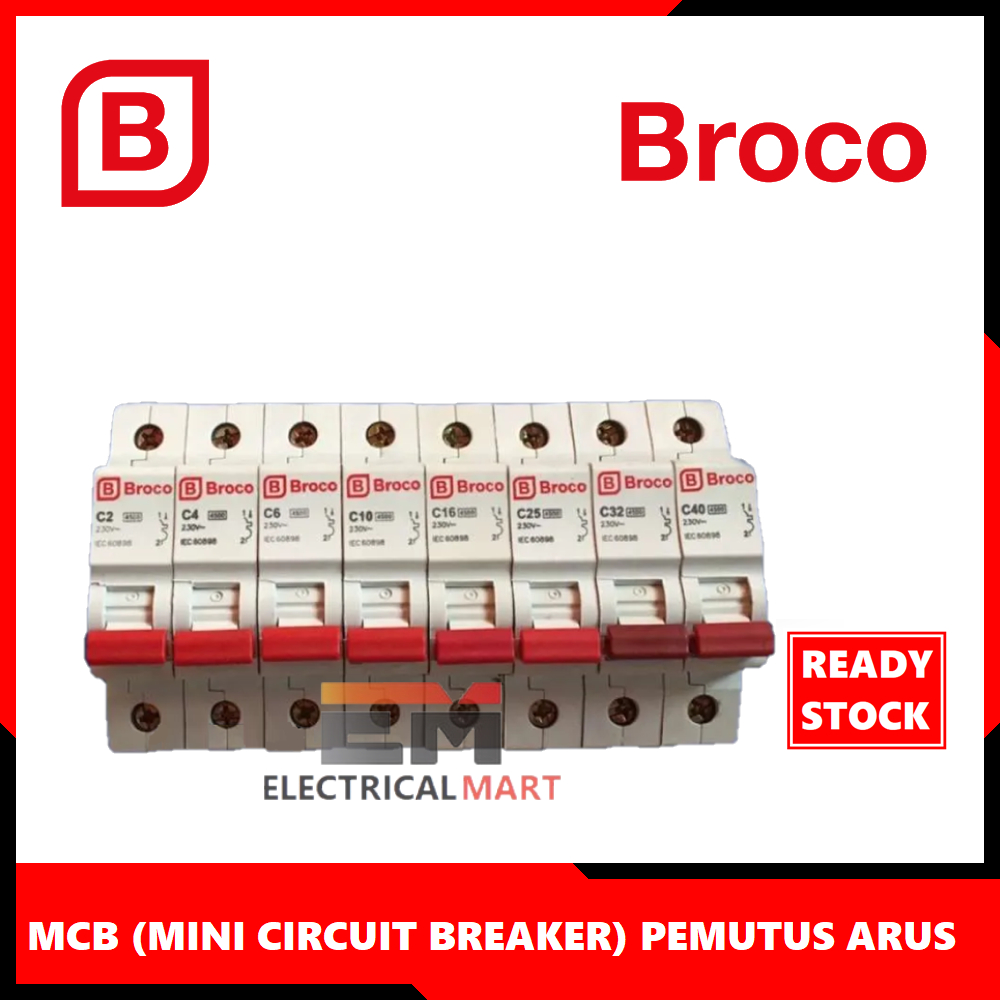 Jual MCB Broco 2A 4A 6A 10A 16A 20A 25A 32A 40A (17302 17304 17306 ...