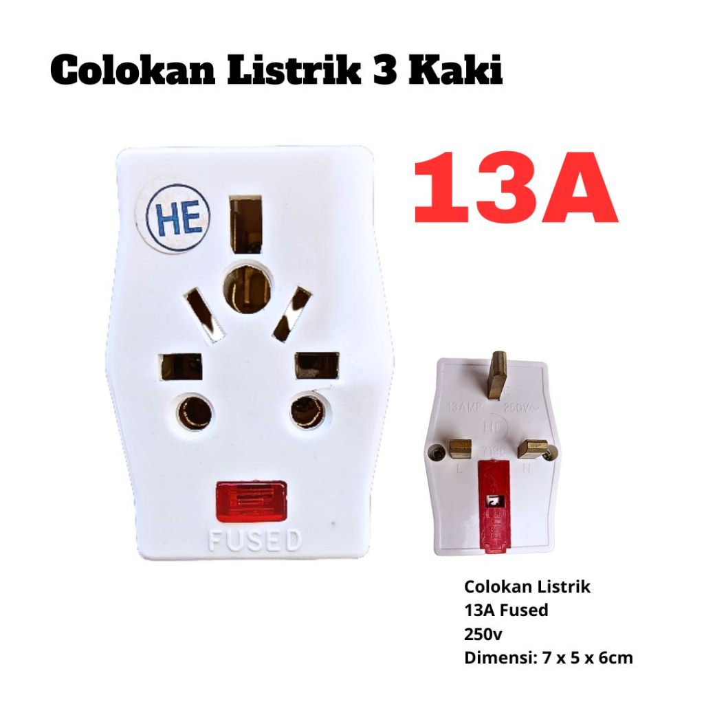 Jual Colokan Listrik 3 Kaki Over Steker T Fuse 13A | Shopee Indonesia