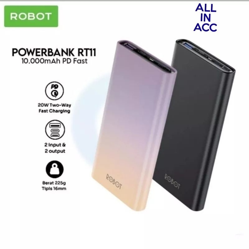 Jual ROBOT Power Bank RT-16 9000Mah / RT-11/RT-12Q/ 20W Fast Charging 3A 10000Mah Power Delivery ...