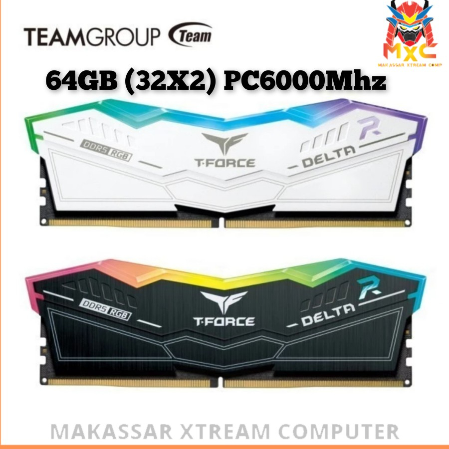 Jual MEMORY TEAM T-FORCE DELTA 64GB DDR5 (32X2) 6000MHz DUAL CHANNEL ...