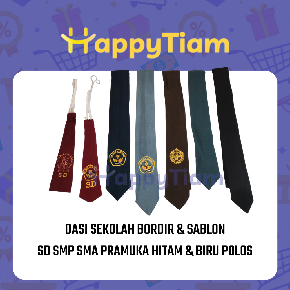 Jual DASI SEKOLAH ANAK SD SMP SMA PRAMUKA HITAM BORDIR POLOS SABLON ...