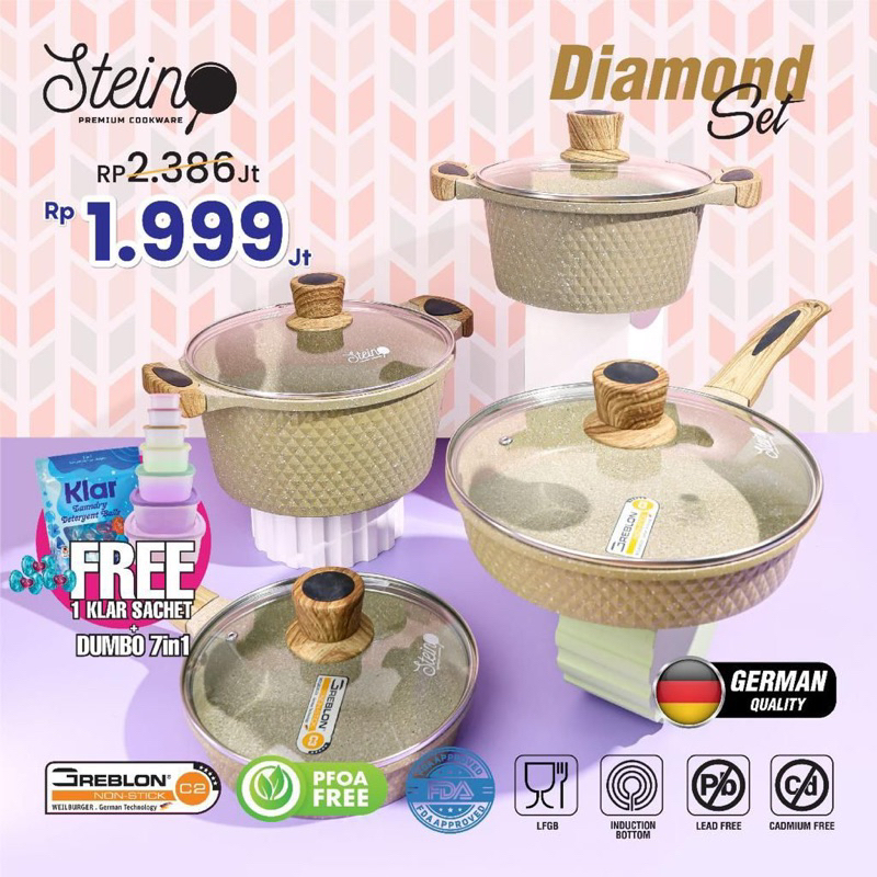 Jual (VOUCHER 50rb + 6X BONUS) SteinCookWare Stein Paket Diamond ...