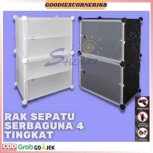 Jual SHENAR RAK SEPATU PLASTIK 1X4/ RAK SEPATU 4 LAYER TINGKAT 2 TUTUP ...