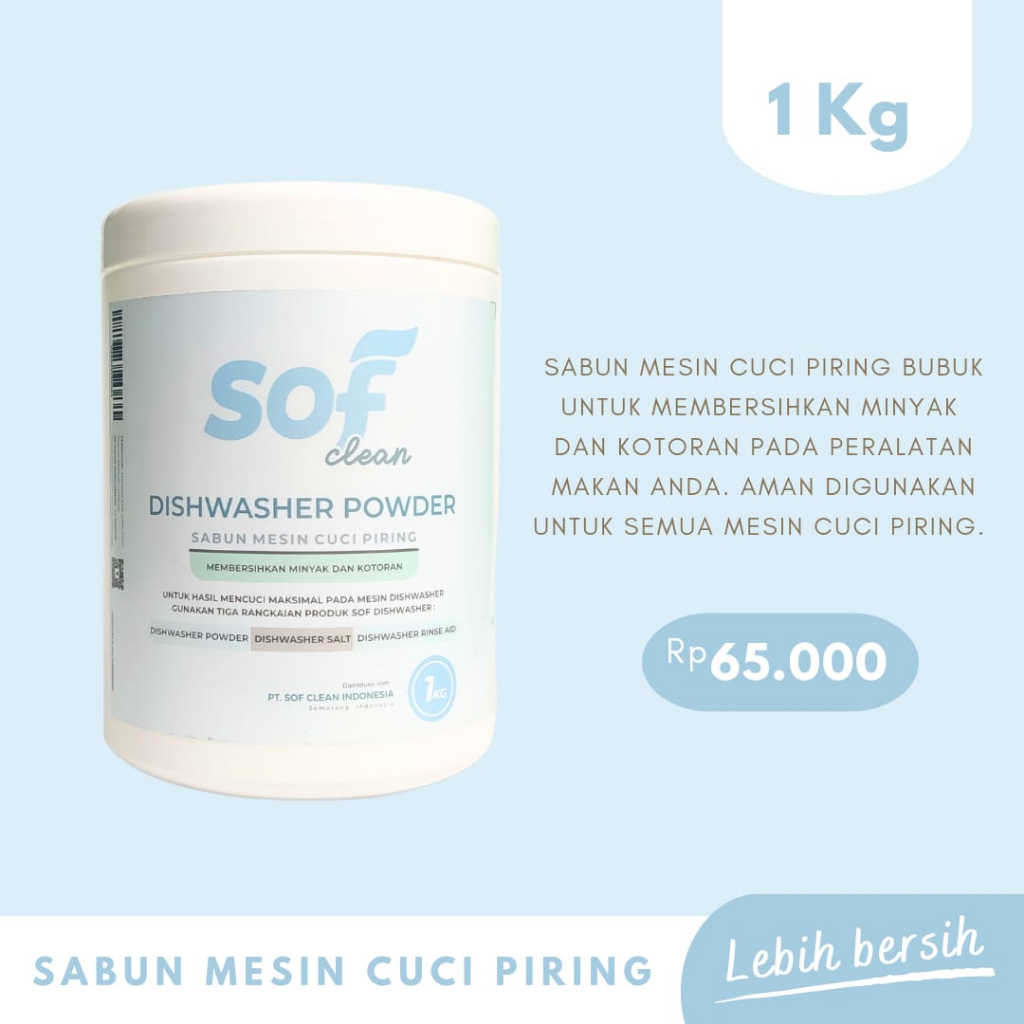 Jual Sof Clean Dishwasher Powder 1kg, sabun mesin cuci piring ...