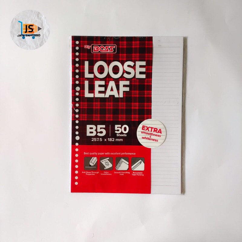 Jual Loose Leaf B5 isi 50 lembar Garis Big Boss / Kertas isi binder B5 isi 50 lembar Garis Big ...
