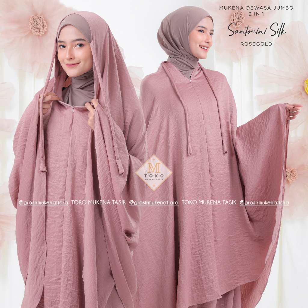 Jual TOKO MUKENA TASIK - MUKENA SANTORINI SILK POLOS JUMBO DEWASA 2IN1 ...
