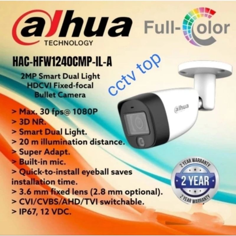 Jual Kamera cctv dahua 2mp Full color Audio outdoor HFW1240CMP-IL-A ...