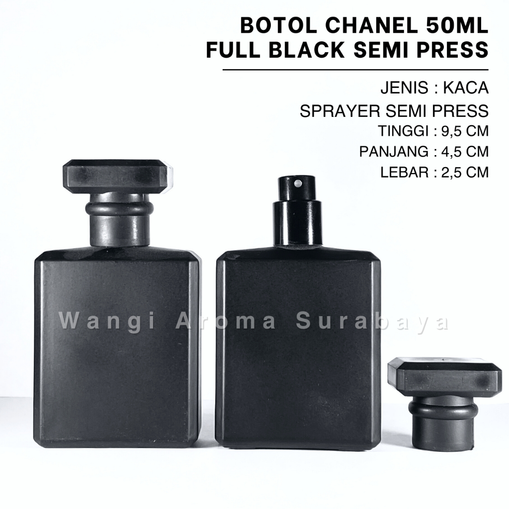 Jual Botol Parfum Channel 50ML Full Black Semi Press - Botol Parfum Chanel Full Black - Botol ...