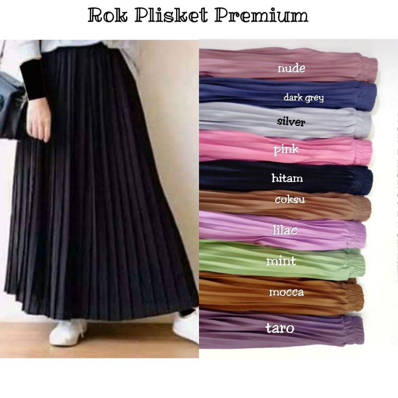 Jual Rok Plisket Premium//Rok Plisket Dewasa//Rok Simpel | Shopee Indonesia