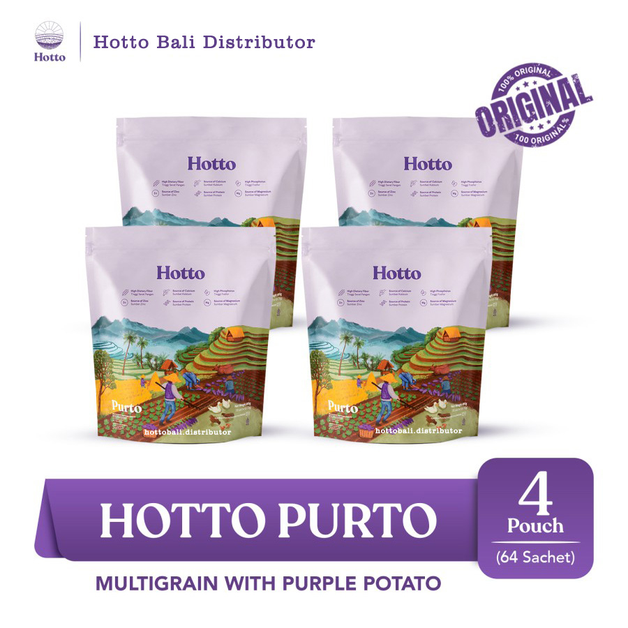 Jual Hotto Purto Oat 4 Pouch Isi 64 Sachets Superfood Multigrain ...