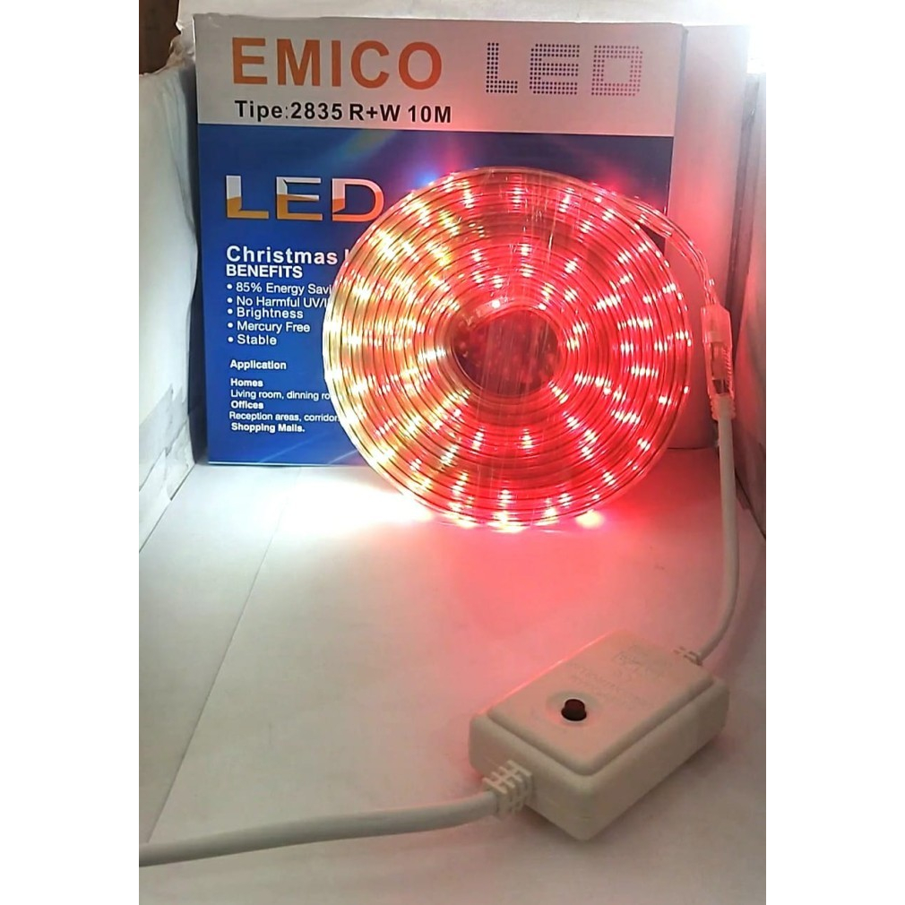 Jual Lampu Led Strip Emico 2835 LED Merah Putih Selang Lampu Hias 8 ...