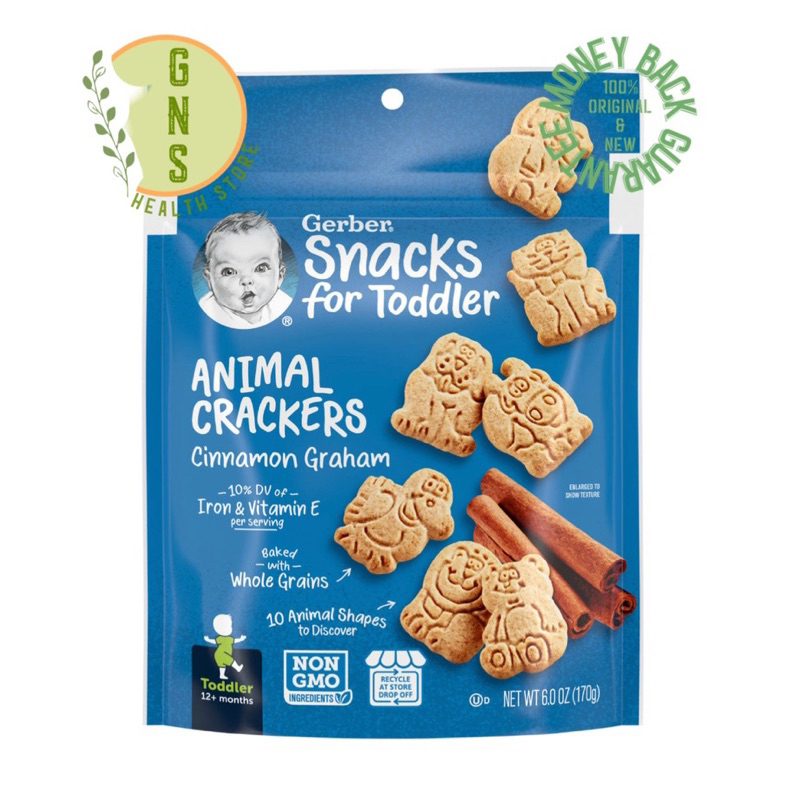 Jual Gerber Snack Animal Crackers for Toddler 12+ Months Cinnamon ...
