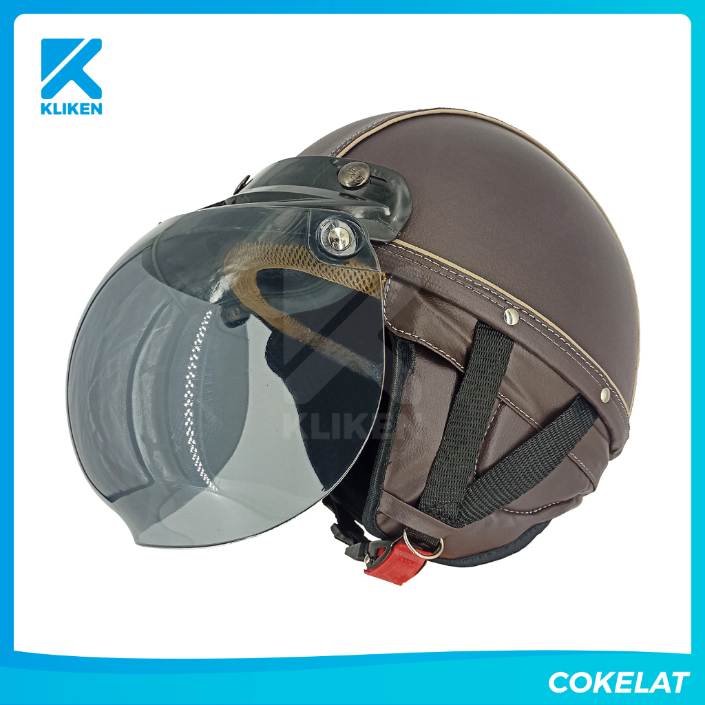 Jual Helm Retro Klasik CL1 Vintage Half Face Motor Classic Dewasa Kulit ...