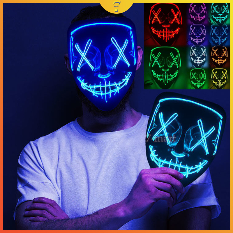 Jual (Baterai tidak termasuk) Topeng LED Halloween Mask Scary Topeng ...