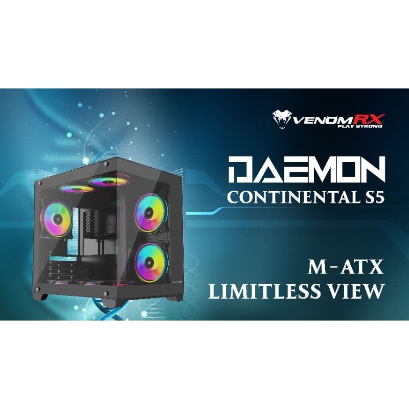 Jual Casing Venomrx Daemon Continental S5 Black / S6 White - mATX ...