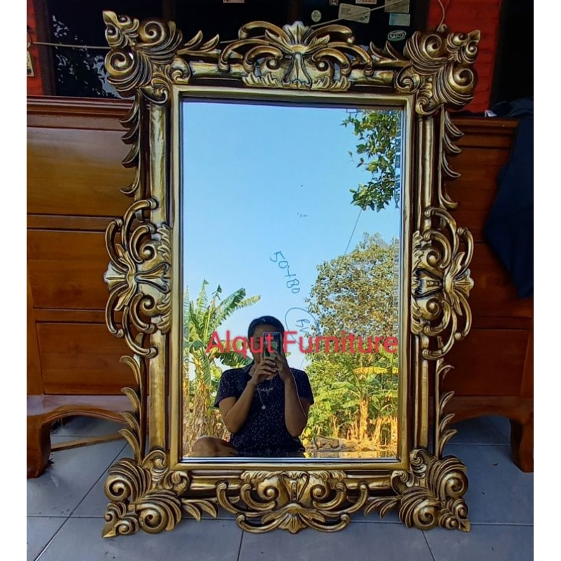 Jual CERMIN UKIR GOLD KLASIK UKURAN 90X120 CM | Shopee Indonesia