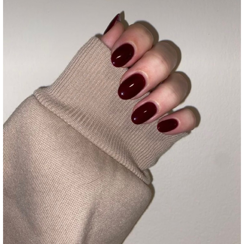 Jual Dark Maroon Nails Red Wine Nails Fake Nails Press On Nails