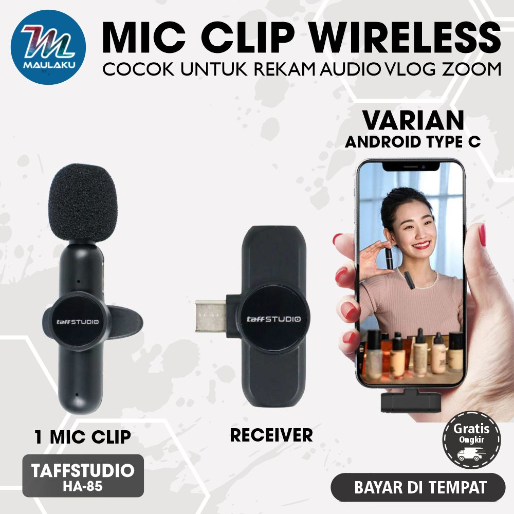 Jual Mic Wireless Smartphone Lavalier Clip On Vlog Microphone USB Type ...