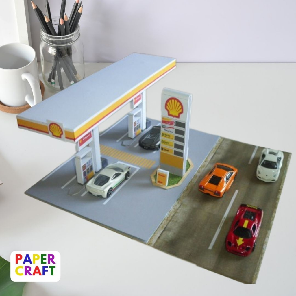 Jual (DIY) Diorama Shell Gas Station - Papercraft / Kerajinan Kertas ...