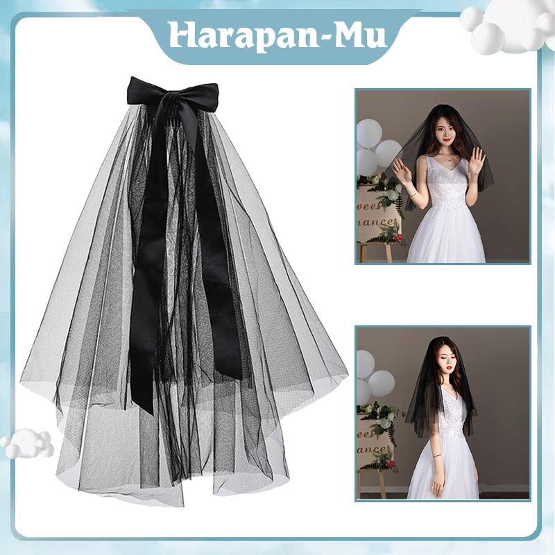 Jual Bride Veil Kerudung Pengantin Hitam Pengantin Aksesoris Pernikahan ...