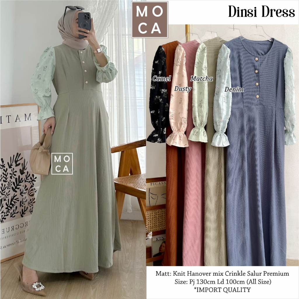 Jual Moca Dinsi Dress Motif Kombinasi Bahan Knitt Uniqlo Mix Yura ...