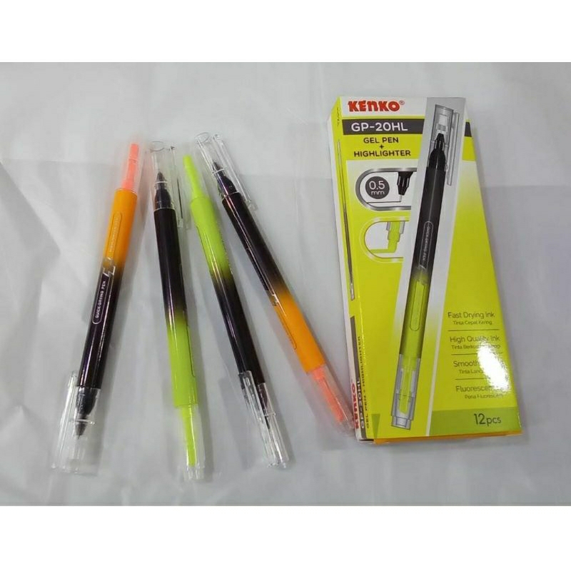 Jual [1 PCS] BALLPOINT + HIGHLIGHTER GP-20 HL KENKO / GELPEN + TEXTMARKER 2IN1 KENKO /PULPEN ...