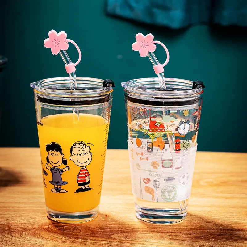 Jual Gelas Tumblr Kaca Bening Gelas Mug Gelas Kaca dengan Tutup Anti ...