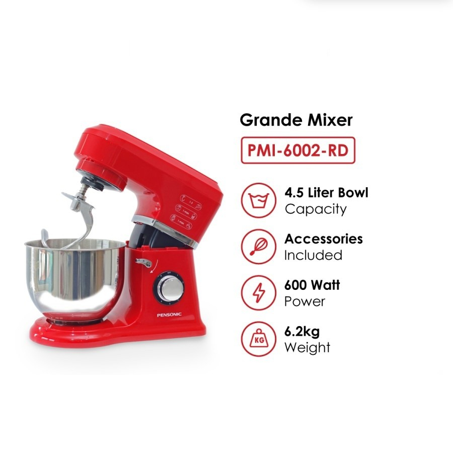 Jual Pensonic Mixer Grande PMI-6002RD Stand Mixer PMI6002RD | Shopee ...
