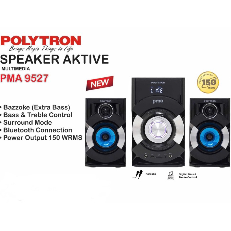Jual Speaker aktif Polytron PMA-9527 FM Radio, Extra Bass, Bluetooth, USB | Shopee Indonesia