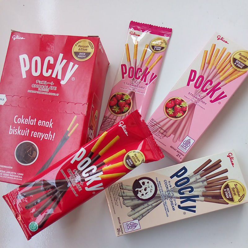 Jual GLICO POCKY MINI HALF 22G SACHET 12 GRAM COKLAT STRAWBERRY ...